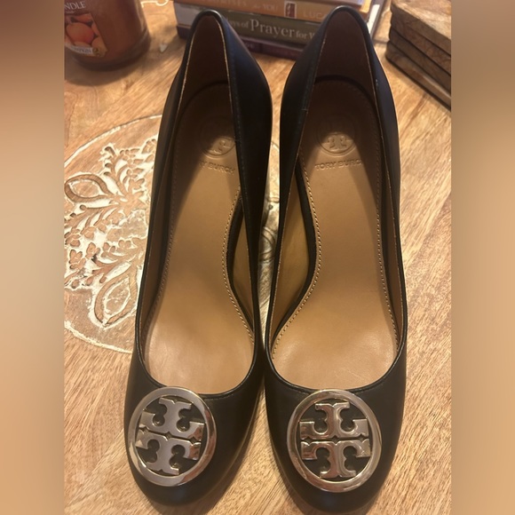 Tory Burch | Shoes | Tory Burch Size 6 Black 3 Inch Block Heels Leather ...